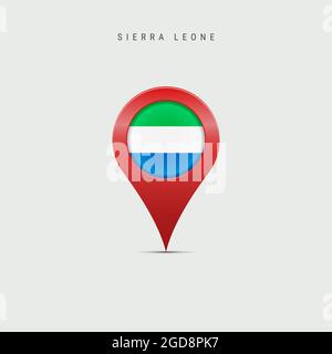Teardrop map marker with flag of Sierra Leone. Salone flag inserted in ...