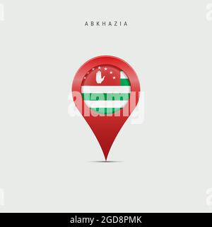 Teardrop map marker with flag of Abkhazia. Abkhazian flag inserted in the location map pin. Flat ...