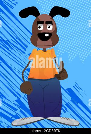 Funny cartoon dog pointing at the viewer with his hand. Vector ...