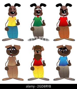 Funny cartoon dog pointing at the viewer with his hand. Vector ...