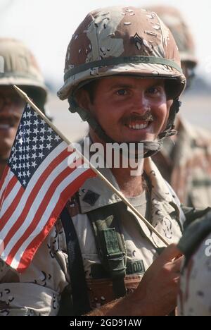 Flag of the U.S. 101st Airborne Division along with a flag of the ...