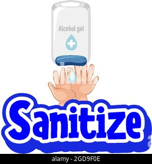 Sanitize font in cartoon style isolated on white background ...