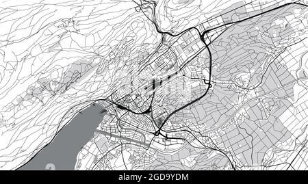 Urban vector city map of Biel and Bienne, Switzerland, Europe Stock ...