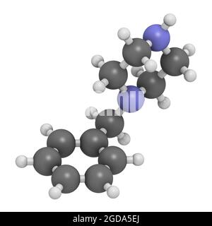 Benzylpiperazine (BZP) recreational drug molecule. 3D rendering Stock ...