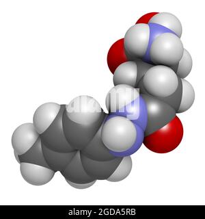 Agaritine mushroom toxin molecule. 3D rendering. Atoms are represented ...