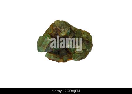 fluorite cube macro detail white isolated orange yellow background ...
