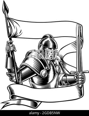 Knight With Banner Battle Flag Standard Ribbon Stock Vector Image & Art ...