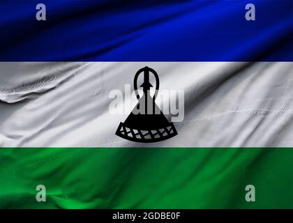 Kingdom of Lesotho flag blowing in the wind. Background texture. Maseru ...