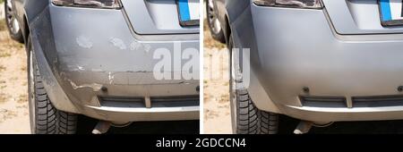 Car Dent Damage Repair Before And After Stock Photo - Alamy