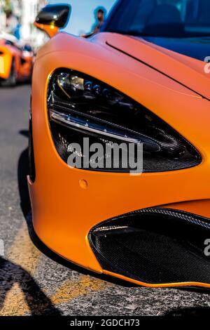 Modern luxury car close-up of grille. Background, concept of expensive ...