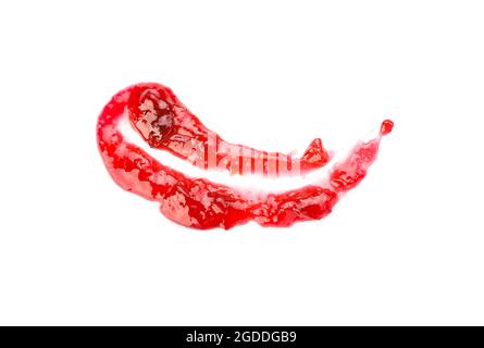 Smear of tasty cherry jam on white background Stock Photo - Alamy
