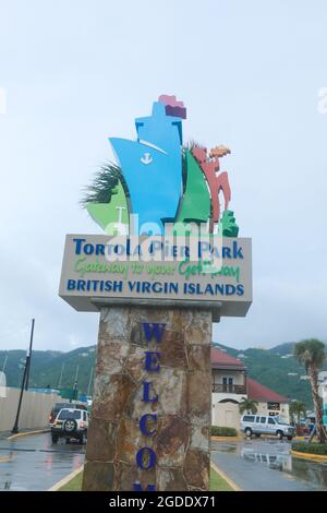 Welcome sign for visitors to Tortola Cruise Port Stock Photo - Alamy