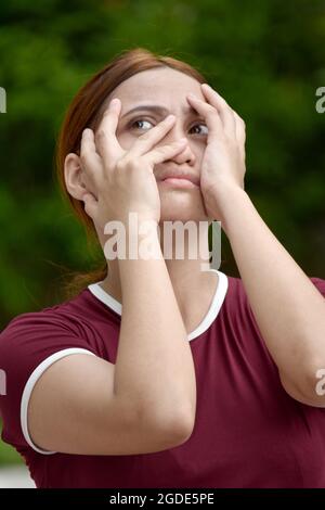 An Ashamed Redhead Female Woman Stock Photo - Alamy