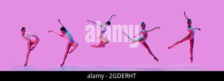 Contemporary art collage with young ballerina dancing, performing ...