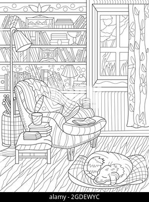 Library interior graphic color sketch illustration vector Stock Vector ...