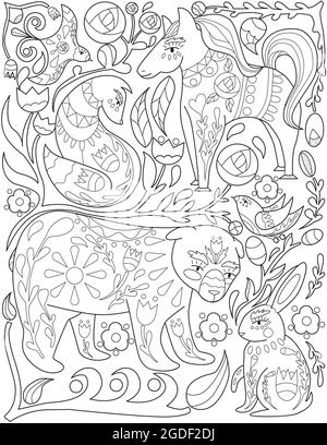 Dog in leaf - coloring page Stock Vector Image & Art - Alamy