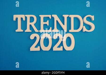 Trends 2020 word alphabet letters on blue background Stock Photo - Alamy