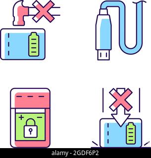 Powerbank for gadget user linear manual label icons set Stock Vector ...
