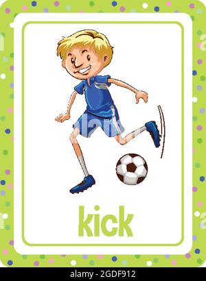 Vocabulary flashcard with word Kick illustration Stock Vector Image ...