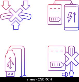 Powerbank proper use linear manual label icons set Stock Vector Image ...