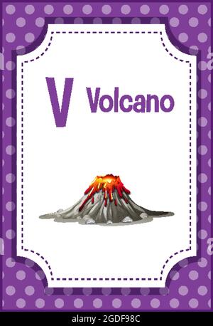 Alphabet flashcard with letter V for Volcano illustration Stock Vector ...