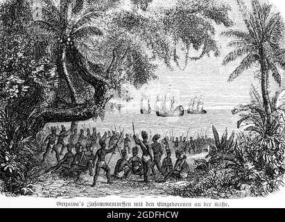 geography / travel, Mexico, people, Aztec warriors making captives ...