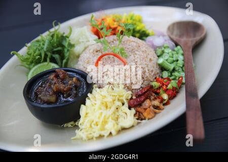 Local Thai food Rice Mixed with Shrimp paste Stock Photo - Alamy