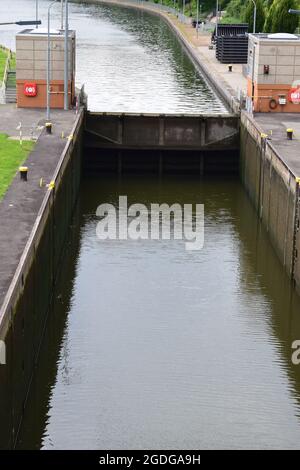 Mosel island at a river lock Stock Photo - Alamy