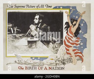 THE BIRTH OF A NATION 1915 D.W.Griffith silent film. White actor Walter ...