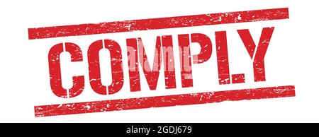 COMPLY red grungy rectangle stamp sign Stock Photo - Alamy