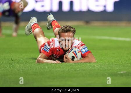 Jez Litten of Hull KR goes over for a try making it 16-6 during the ...