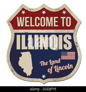 Vector illustration of the welcome state of Illinois road sign Stock ...