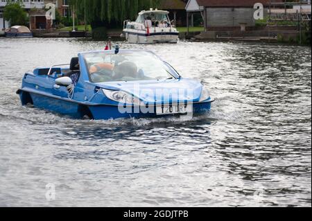 A Dutton Reef amphibious car in the river at Henley Royal Regatta 2021 ...