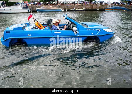 A Dutton Reef amphibious car in the river at Henley Royal Regatta 2021 ...