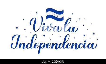Honduras Independence Day calligraphy lettering with flag. National ...