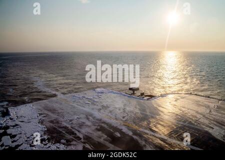 Flight deck washdown system test on USS America (CV-66) 1976 Stock ...