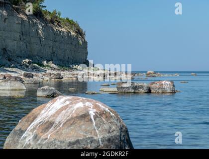 sunny summer landscape with dolomite rocks by the sea, beautiful view ...