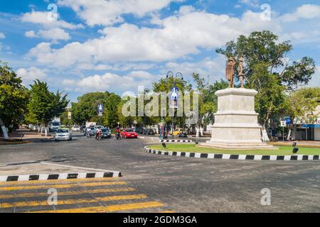 Statue of Francisco de Montejo the Spanish conquistador who founded ...