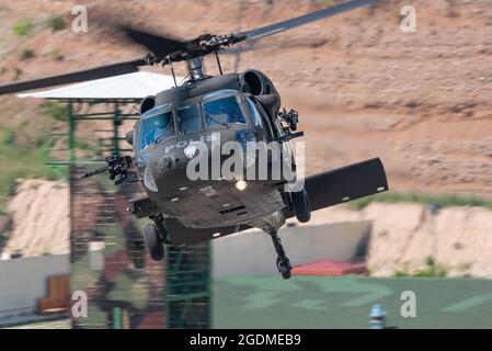 Turkish police helicopter (Sikorsky S-70 Blackhawk) landing at Ataturk ...
