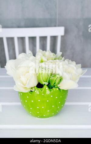 Florist at work. How to make beautiful dotted flower box with tulips ...