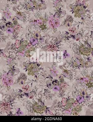 2d texture with colorful flowers on it Stock Photo - Alamy