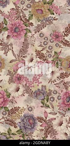 2d texture with colorful flowers on it Stock Photo - Alamy