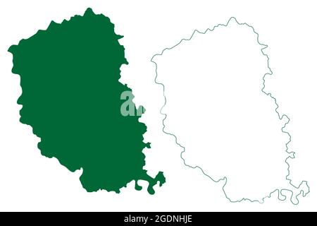 Mathura district (Uttar Pradesh State, Republic of India) map vector ...