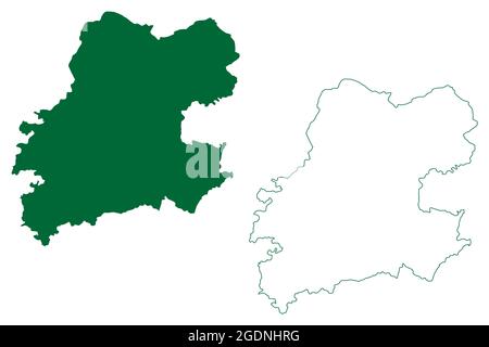 Mau district (Uttar Pradesh State, Republic of India) map vector ...