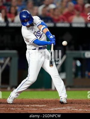 Kansas City Royals' Whit Merrifield bats during a spring training ...
