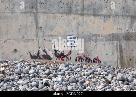 Banksy - Luxury Rentals Only mural in Cromer, Norfolk. Painted as part ...