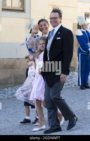 Princess Estelle of Sweden attending the christening Prince Julian of ...
