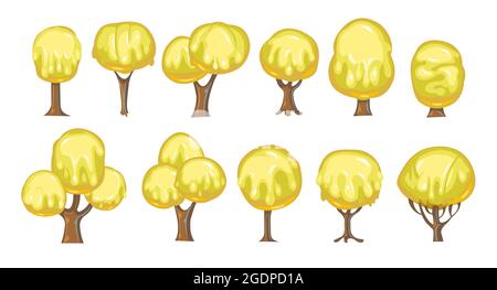 Set of fabulous sweet trees. For landscapes with blue caramel, ice ...