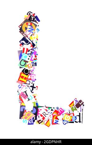 Paper cut letter A-L. Old newspaper magazine cutouts for creative ...
