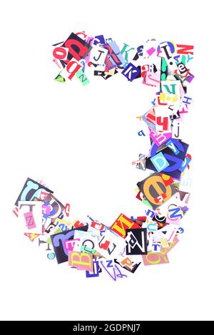 Paper cut letter j. Newspaper magazine cutouts collage Stock Photo - Alamy